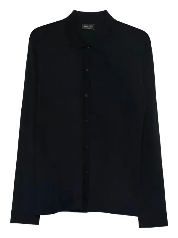 ROBERTO COLLINA Polo-collar Cardigan - Blue