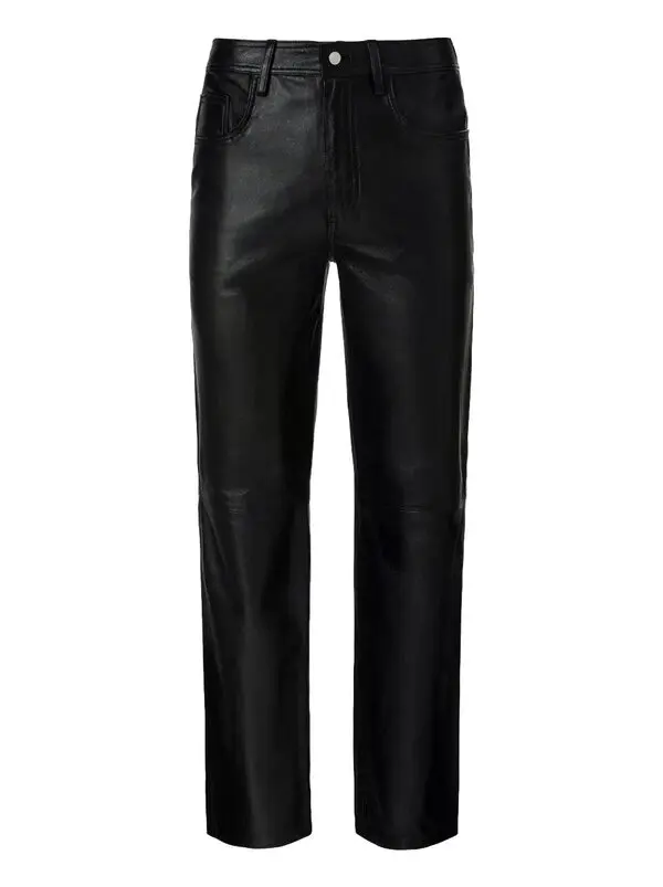 MEDEEA Straight-leg Leather Trousers - Black