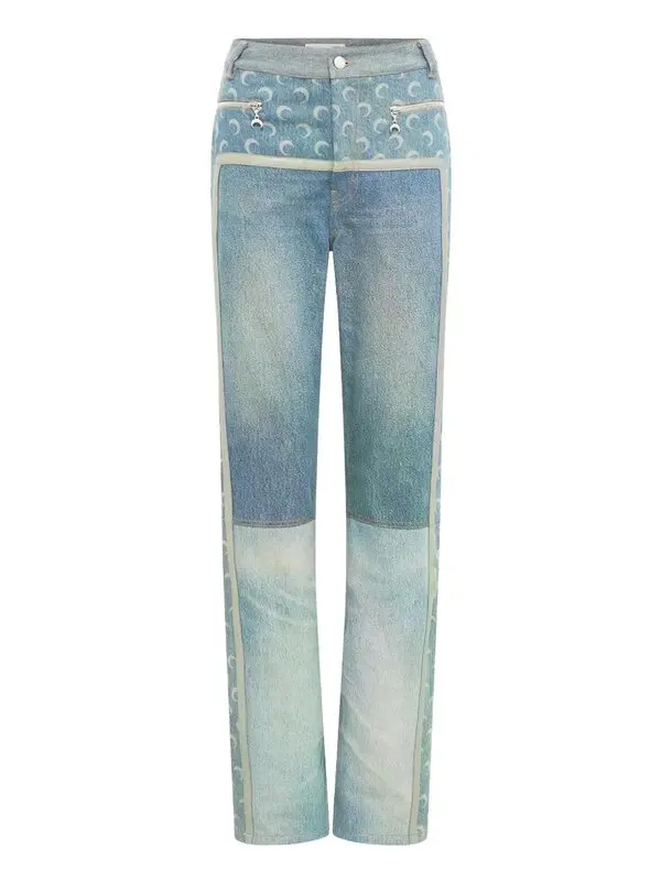 MARINE SERRE Moon-print Jeans - Blue