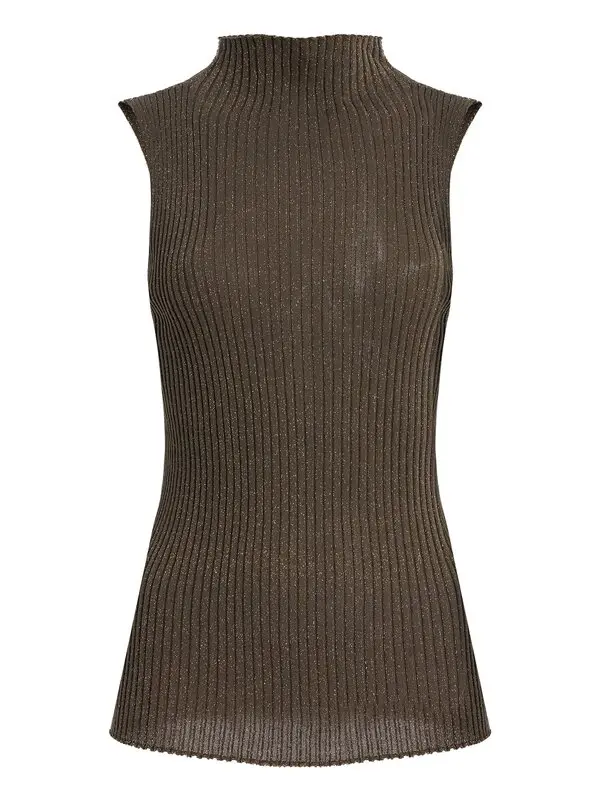 LESET Blake Sleeveless Turtleneck Top - Green
