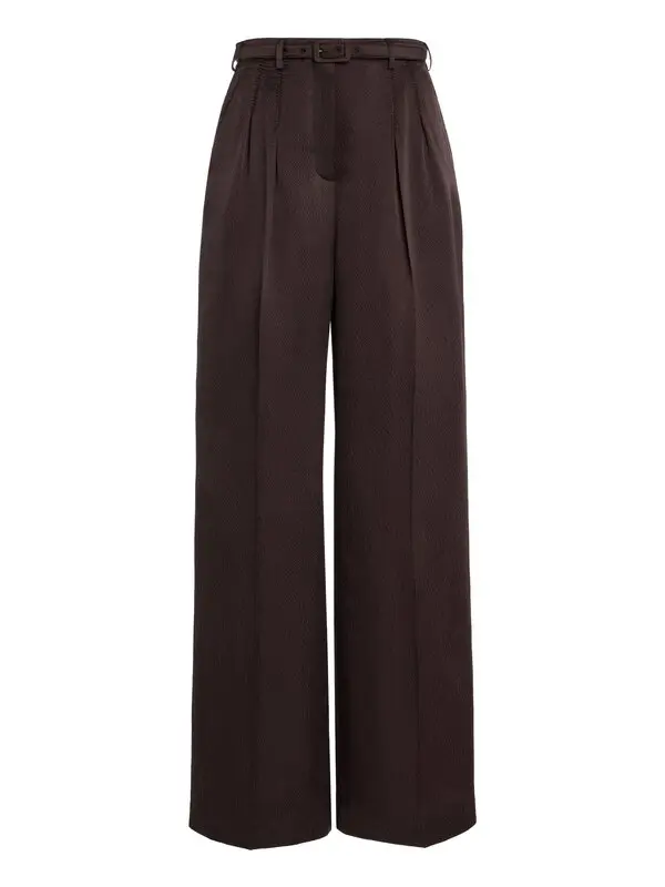 Gabriela Hearst Vargas Pleated Wide-leg Pants - Brown