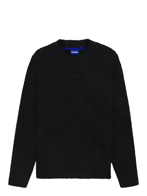 Hugo Boss Round Neck Textured Knit Sweater - Black