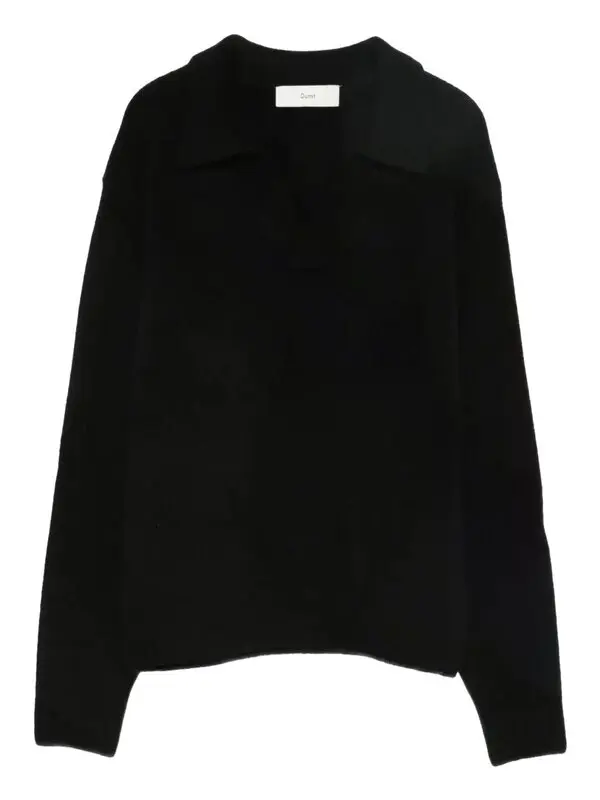 DUNST V-neck Polo-collar Sweater - Black
