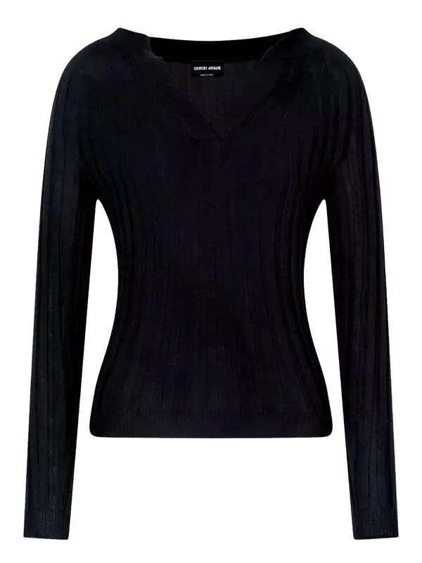 Giorgio Armani Ribbed Cashmere Sweater - Black