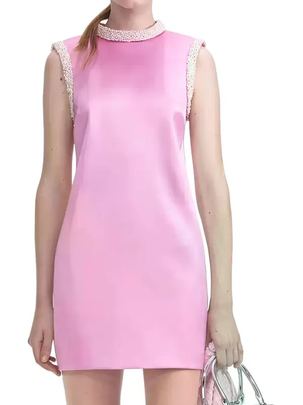 SELF-PORTRAIT Round-neck Mini Dress - Pink