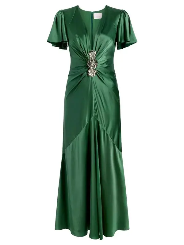 Cinq À Sept Kordyn Embellished Midi Dress - Green
