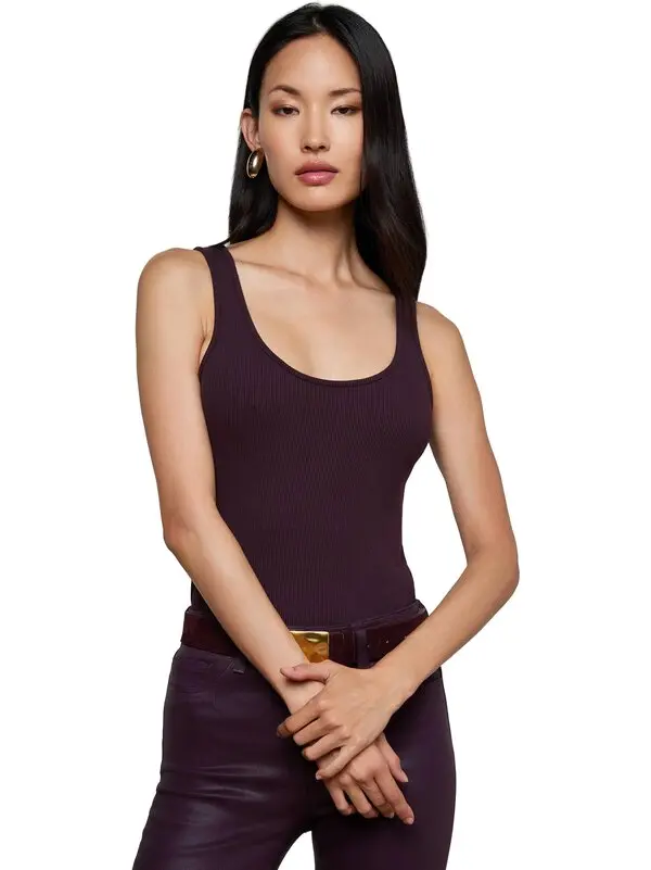 L'Agence Adira Scoopneck Fitted Tank Top - Dark Malbec