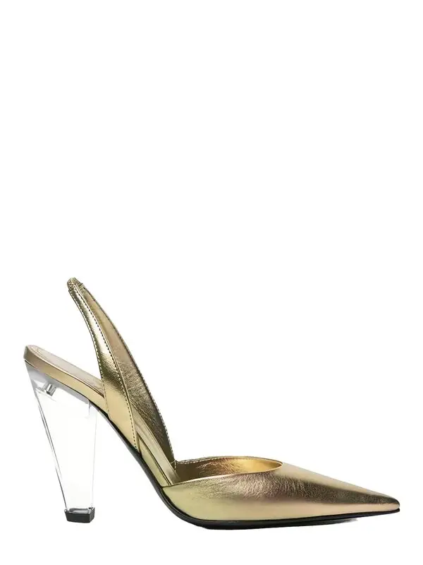 3JUIN Pointed Slingback Pumps - Gold