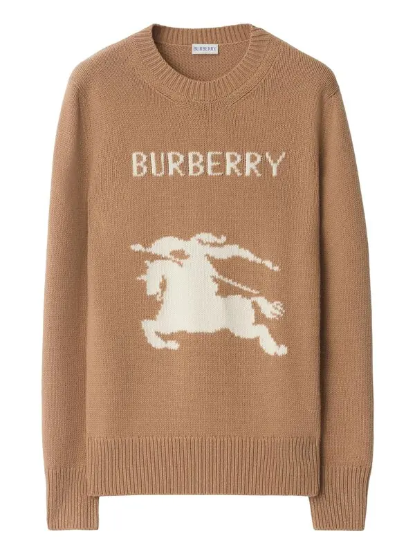 Burberry Wool-cashmere Logo Sweater - Beige