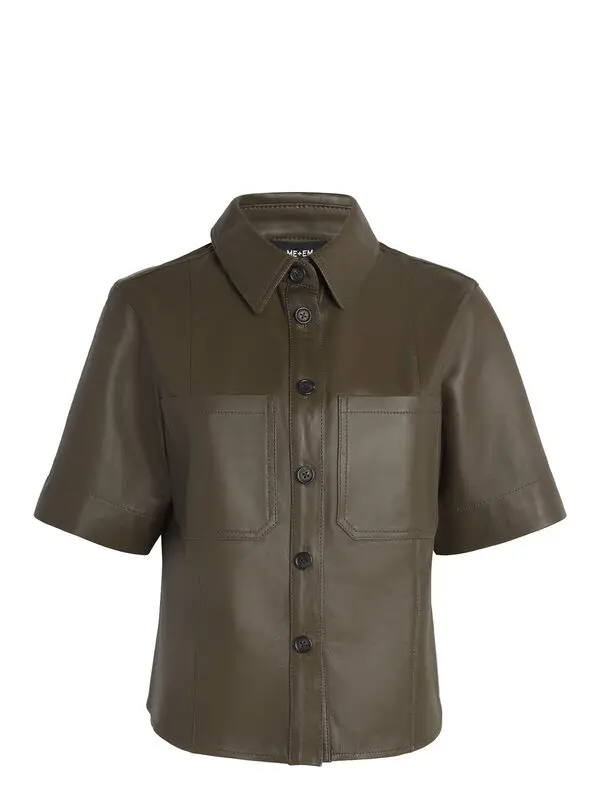 ME+EM Lambskin Button-down Shirt - Green