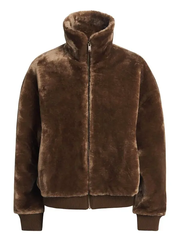 Claudie Pierlot Faux Fur Zip-up Jacket - Brown