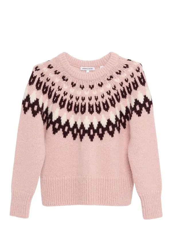 Veronica Beard Anne Fairisle Crewneck Sweater - Deep Petal