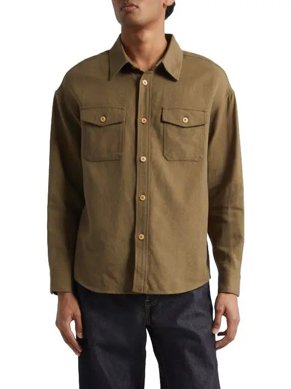 Visvim Lumber Wool & Linen Button-up Shirt - Olive