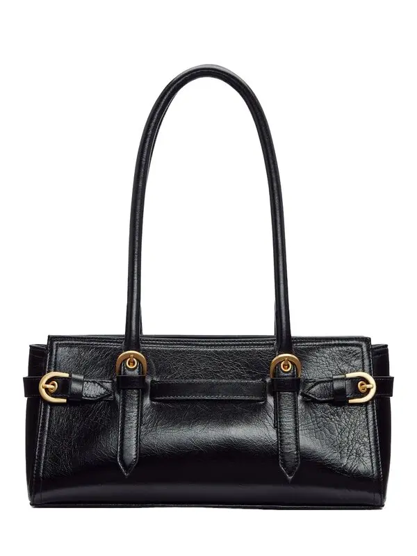 REFORMATION Dominique Leather Shoulder Bag - Black Leather