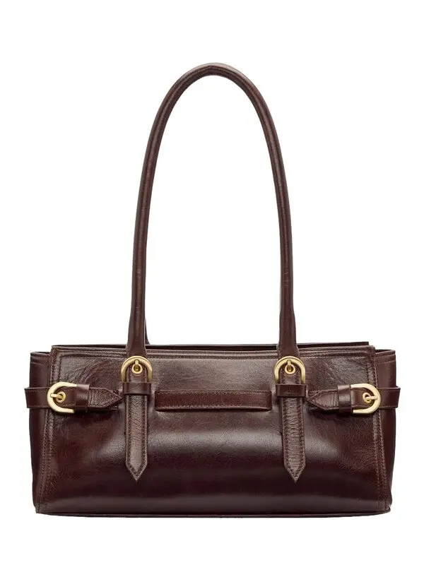 REFORMATION Dominique Leather Shoulder Bag - Chestnut Leather