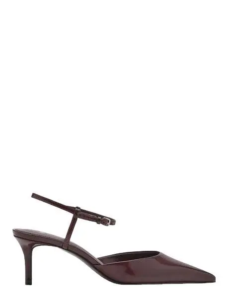 Mango Ankle Strap Pointed Toe Pumps - Burgundy