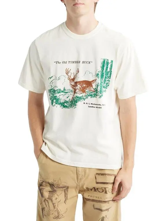ONE OF THESE DAYS Old Timber Buck Graphic T-shirt - Bone