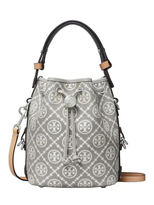 Tory Burch Mini T Monogram Jacquard Utility Bucket Bag - Gray