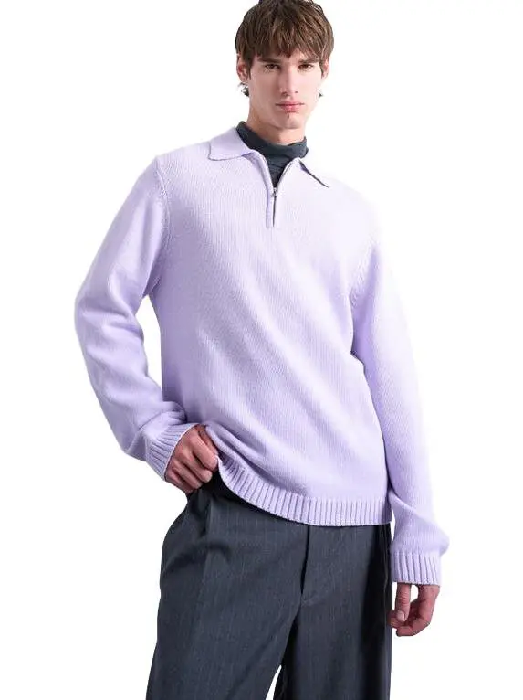 Topman Half-zip Polo Sweater - Lilac