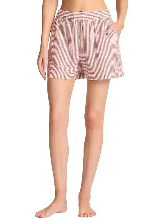 Tommy Bahama Shoreline Stripe Cotton Cover-up Shorts - Deep Sienna