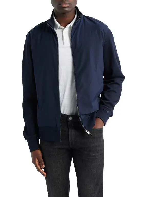 BOSS Shepherd Mixed Media Full Zip Sweatshirt - Dark Blue