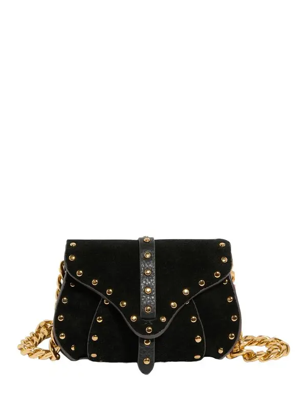 AIMEE Micro Armour Suede Crossbody Bag - Black Suede