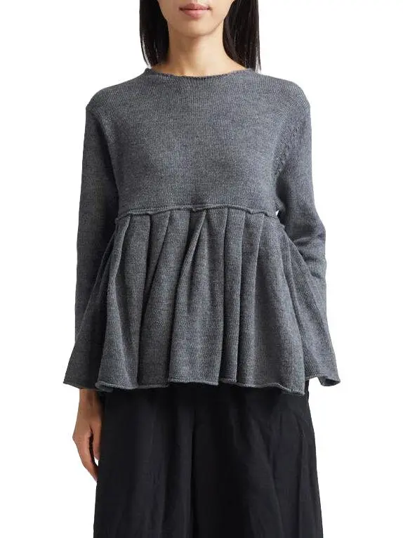 Comme Des Garçons Wool Jersey Peplum Sweater - Charcoal
