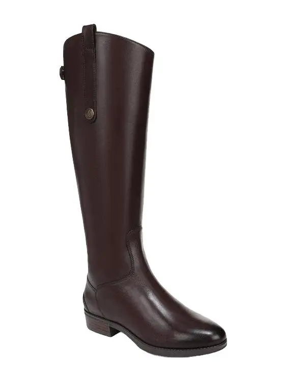 Sam Edelman Penny Tall Leather Riding Boots - Dark Brown