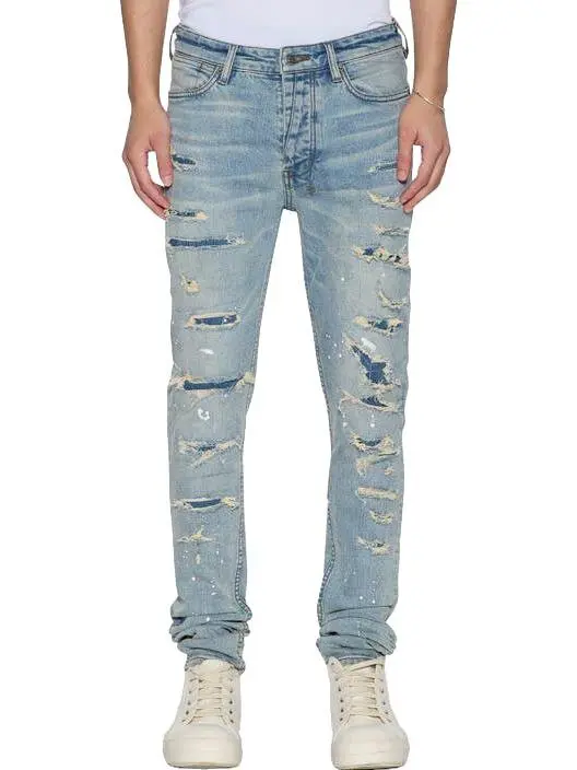 Ksubi Van Winkle Ripped Scatter Skinny Jeans - Denim