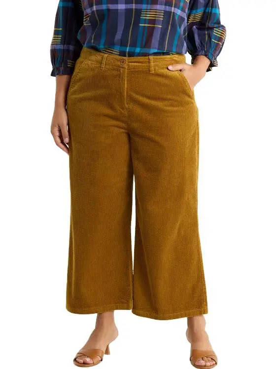 SEASALT CORNWALL Asphodel Crop Wide Leg Corduroy Pants - Marshland