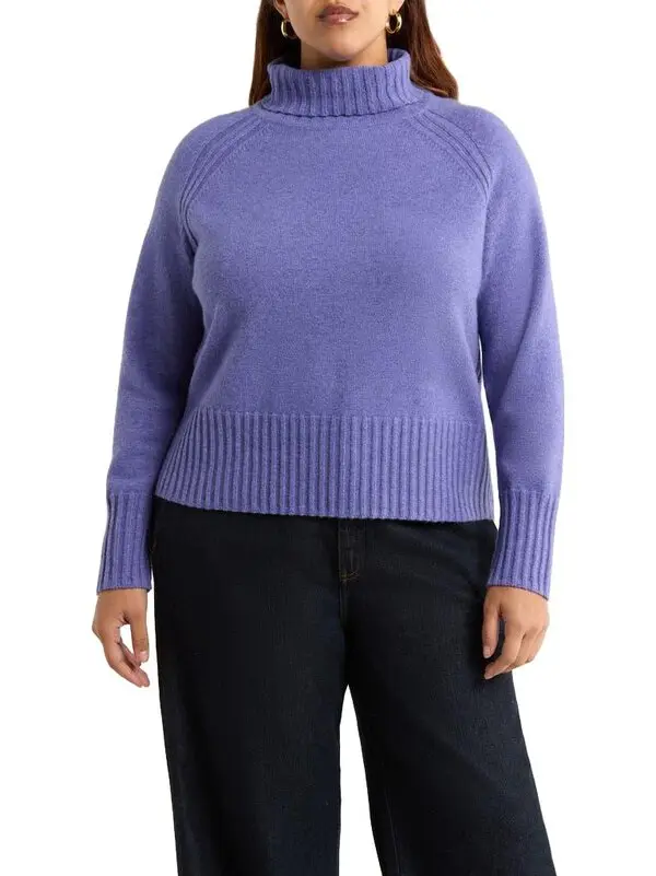 SEASALT CORNWALL Basset Cove Merino Wool Blend Turtleneck Sweater - Bilberry