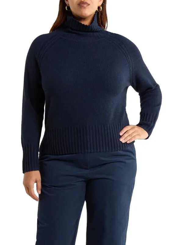 SEASALT CORNWALL Basset Cove Merino Wool Blend Turtleneck Sweater - Maritime