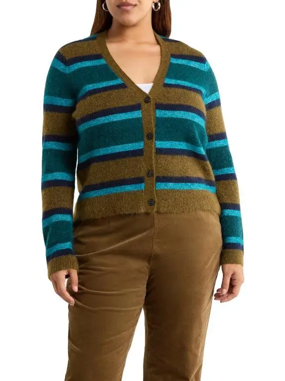 SEASALT CORNWALL Etching Stripe Cardigan - Earthenware Cyan Mix