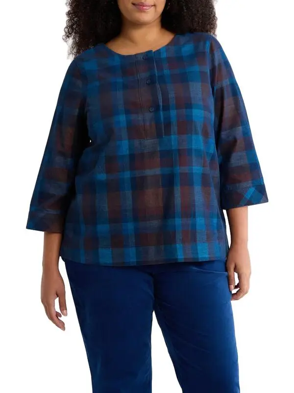SEASALT CORNWALL Tithonia Plaid Organic Cotton Corduroy Top - Honesty Sea Cave
