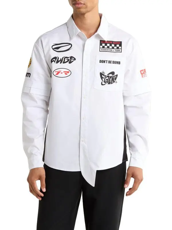 PUMA X A$ap Rocky Layered Pit Crew Button-up Shirt - Puma White