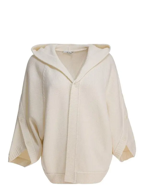 Max Mara Wool And Cashmere Hooded Cardigan - White