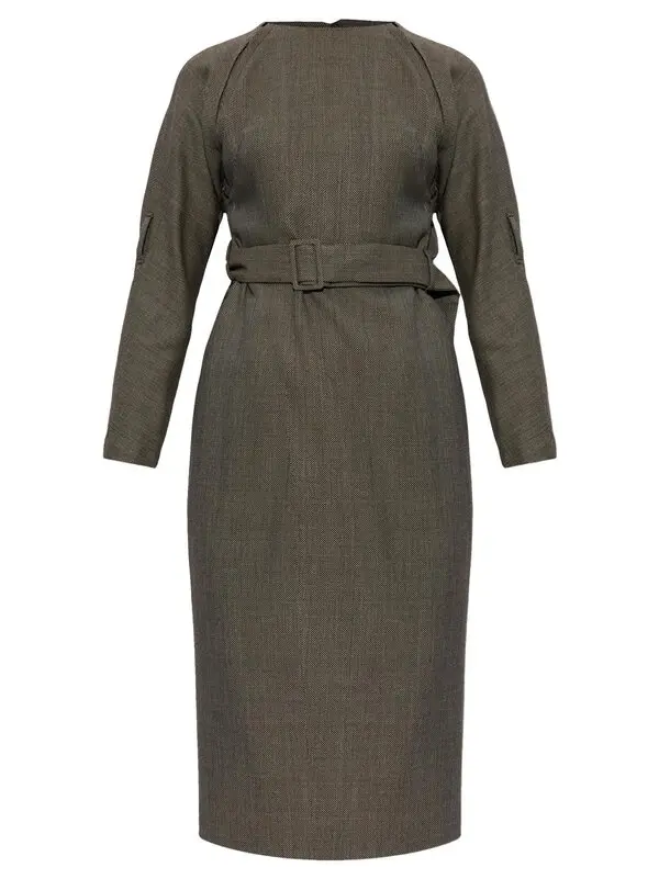 MAISON MARGIELA Belted Midi Dress - Grey