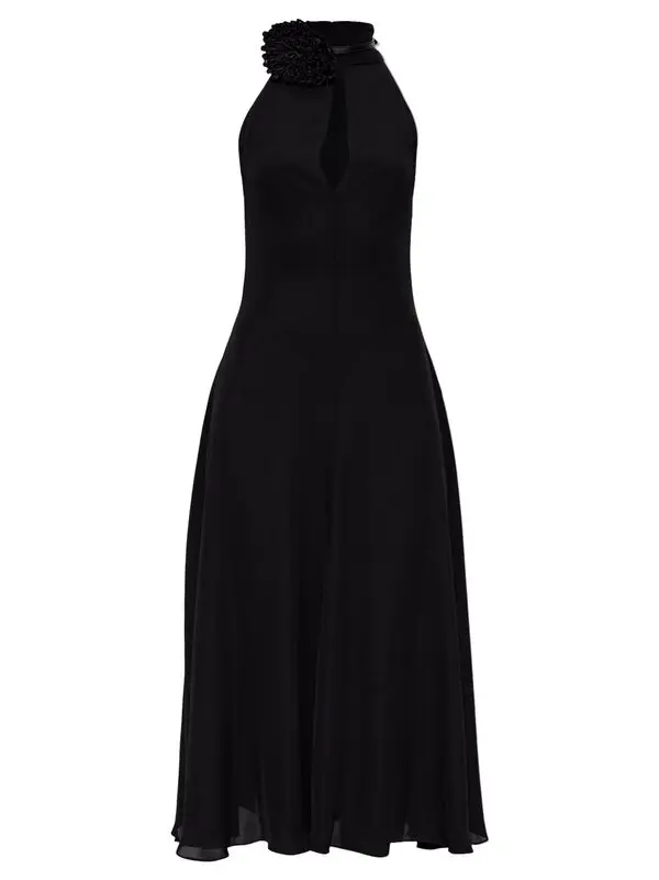 Alaïa Midi Dress With Leather Appliqu - Black