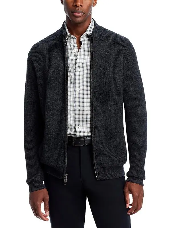 Peter Millar Crescent Zip Front Sweater - Charcoal