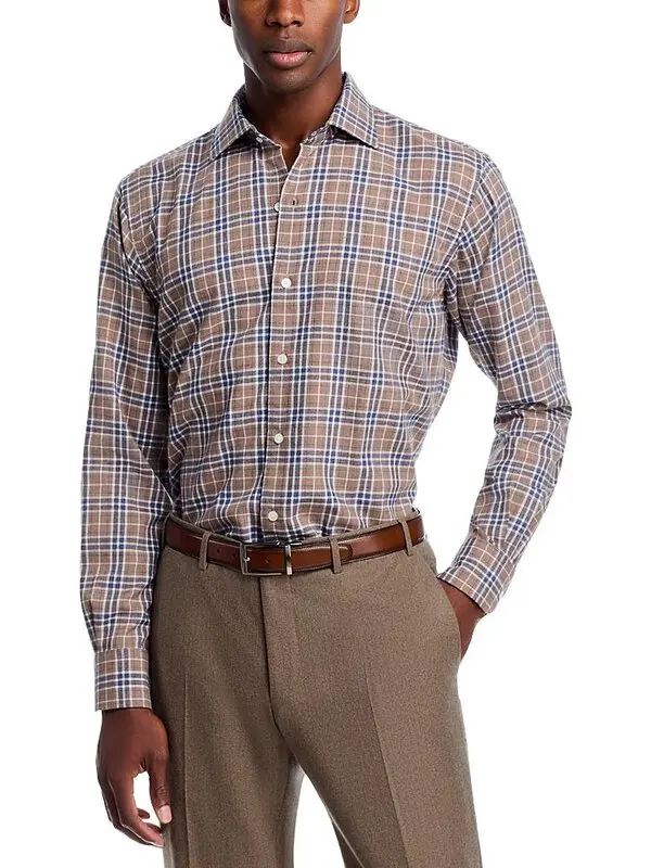 Peter Millar Big Bear Performance Flannel Sport Shirt - Poplar Brown