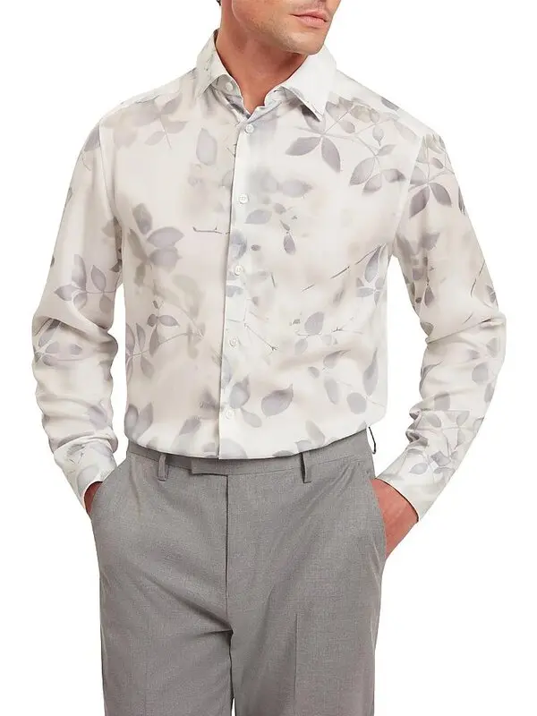 Ted Baker London Kalmill Regular Fit Leaf Shadow Print Shirt - White
