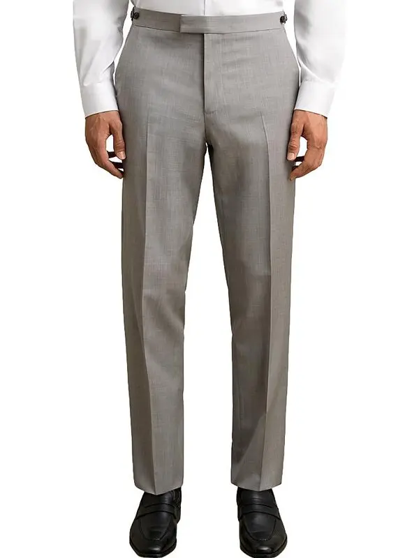 REISS Inspire Slim Fit Wool Trousers - Mid Grey