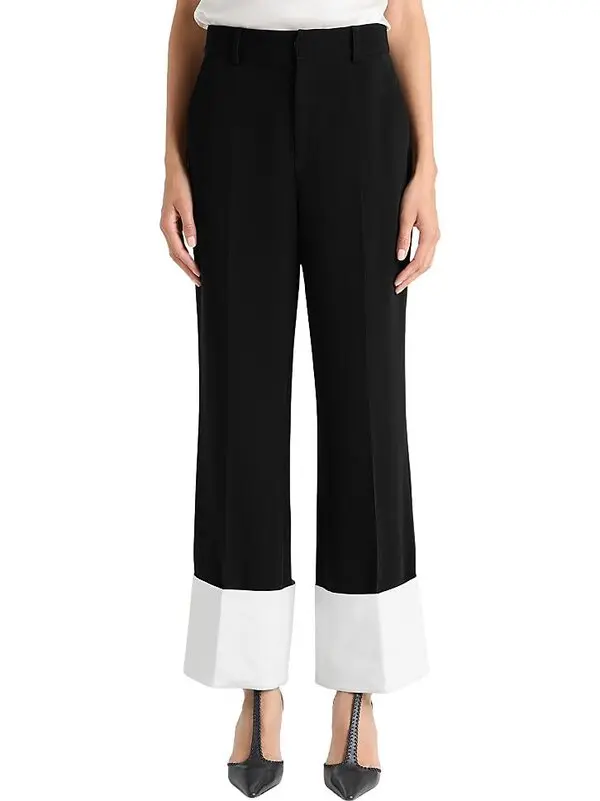 Cinq À Sept Maesa Contrast Hem Pants - Black/white