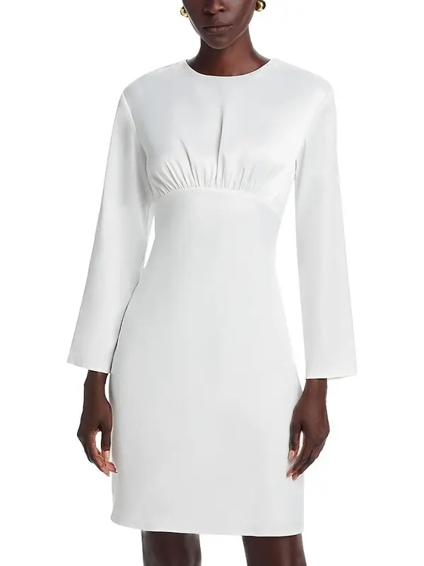 AREA STARS Long Sleeve Empire Waist Dress - White