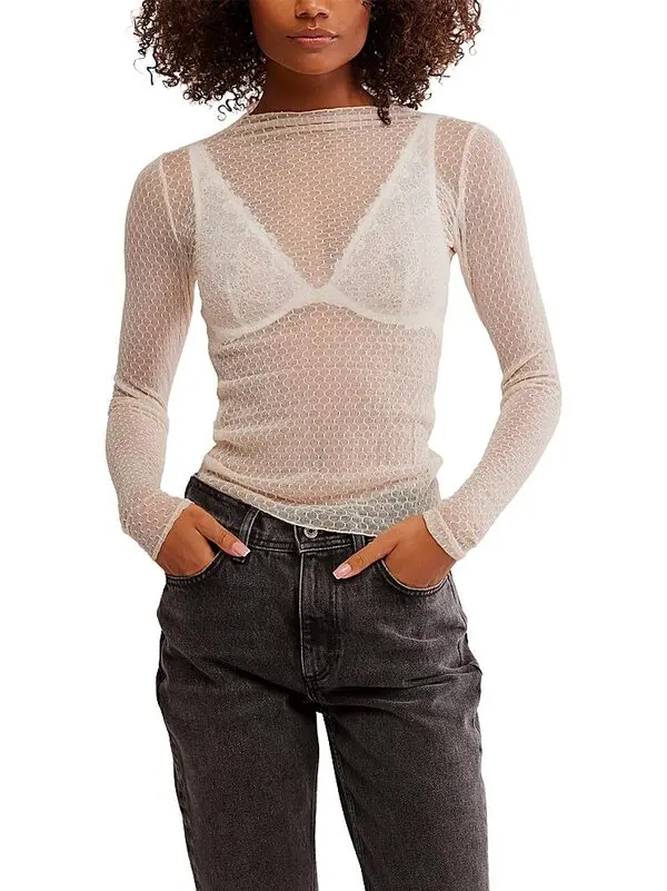 Free People Minding My Business Mesh Top - Tea