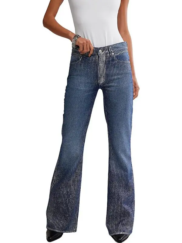 Free People West Coast Metallic Jeans - Country Blue