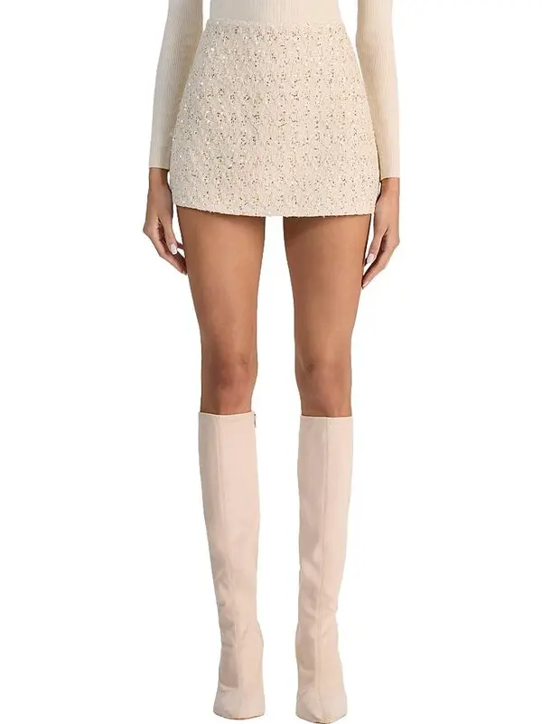 Alice + Olivia Rubi Tweed Mini Skirt - Natural