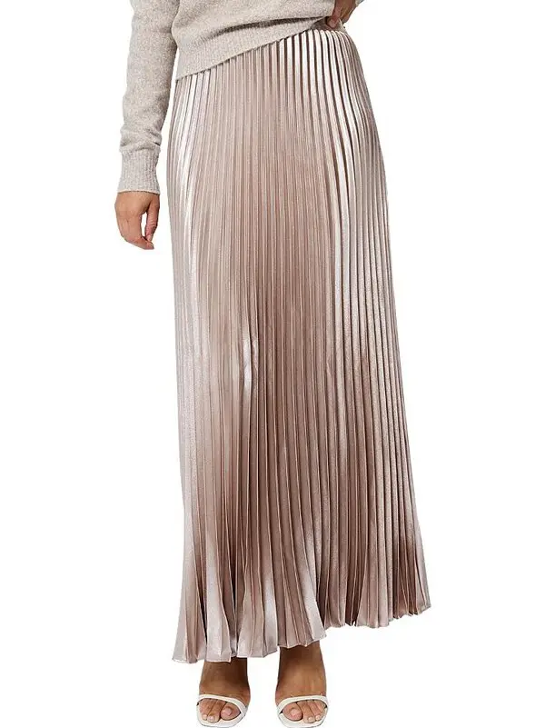 French Connection Marielle Pleated Maxi Skirt - Champagne