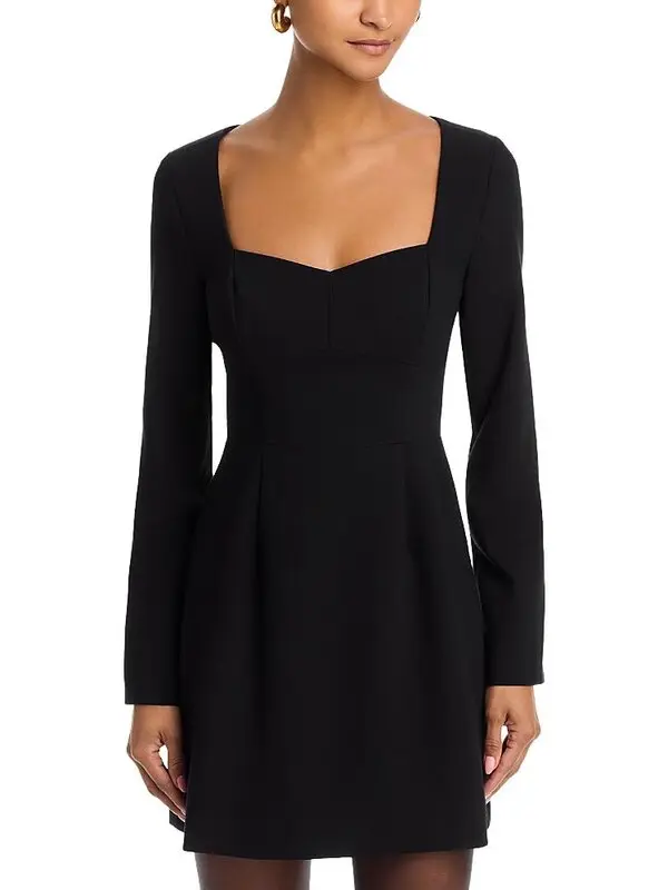 French Connection Whisper Sweetheart Neck Mini Dress - Black