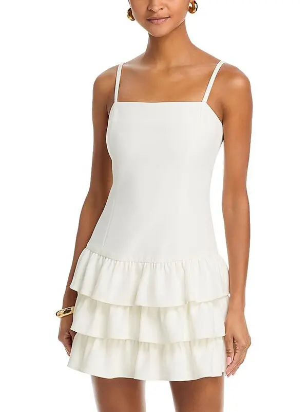 French Connection Whisper Ruffle Hem Mini Dress - White
